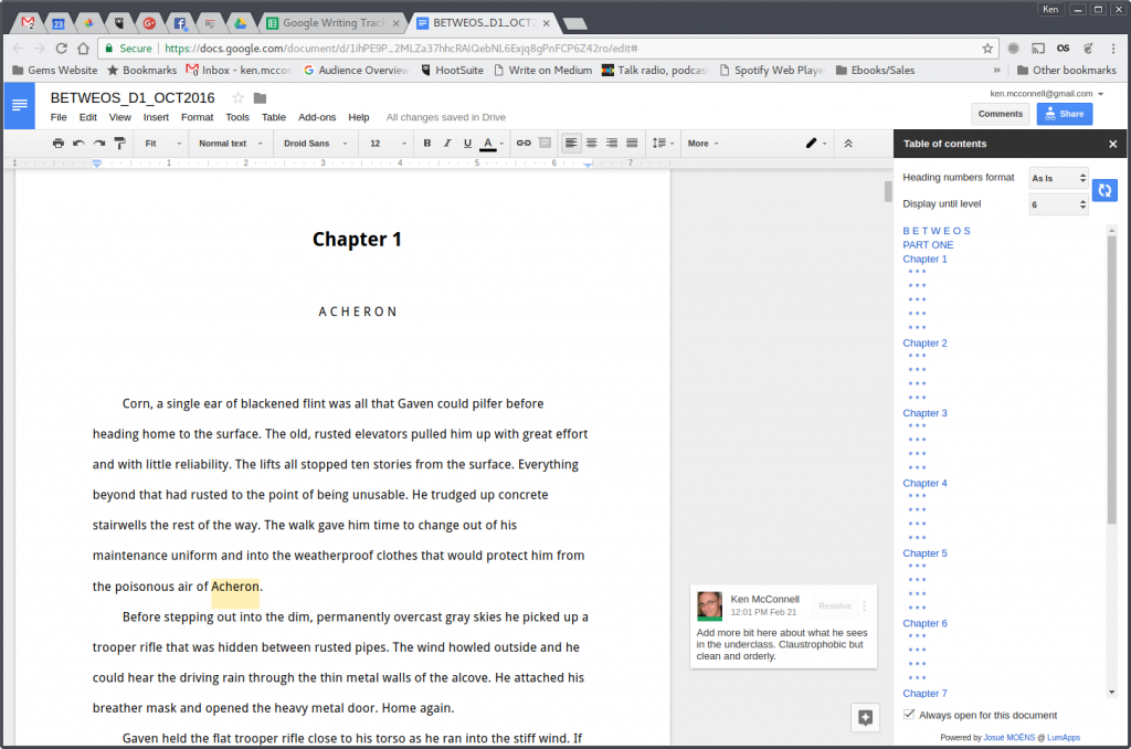Using Google Docs For Novel Writing Ken McConnell Using Google Docs For Novel Writing Ken McConnell