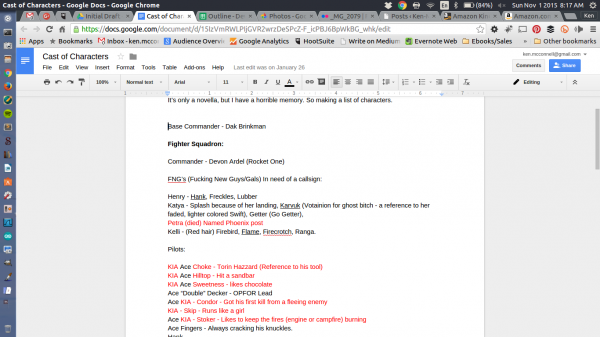 Writing A Novel In Google Docs – Ken-McConnell.com